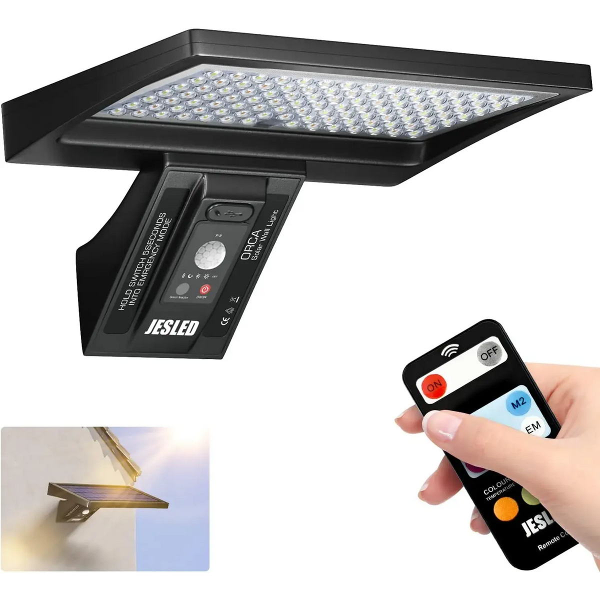 JESLED 104 LED Solar Motion Sensor Wall Light – 3CCT & Remote Control – JESLED Lighting