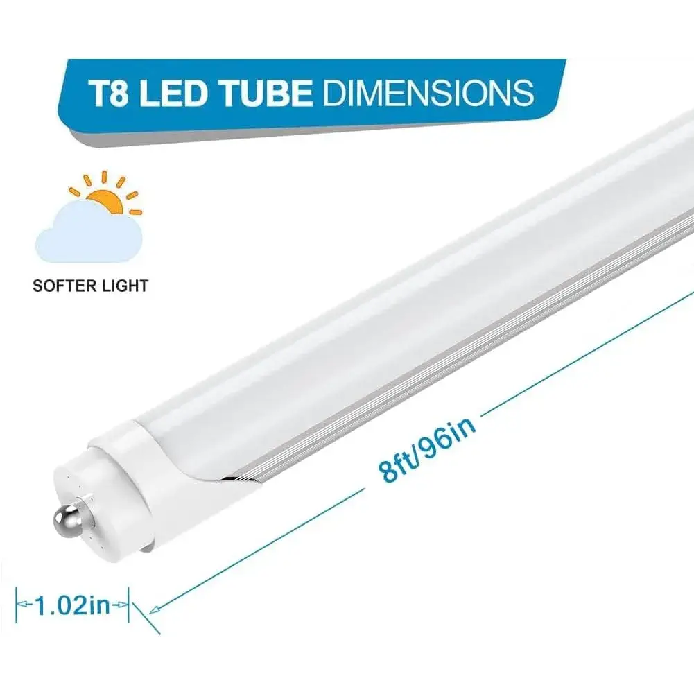 JESLED Single Row T8 Single Pin LED Bulbs 8FT 45W Frosted | Double ...