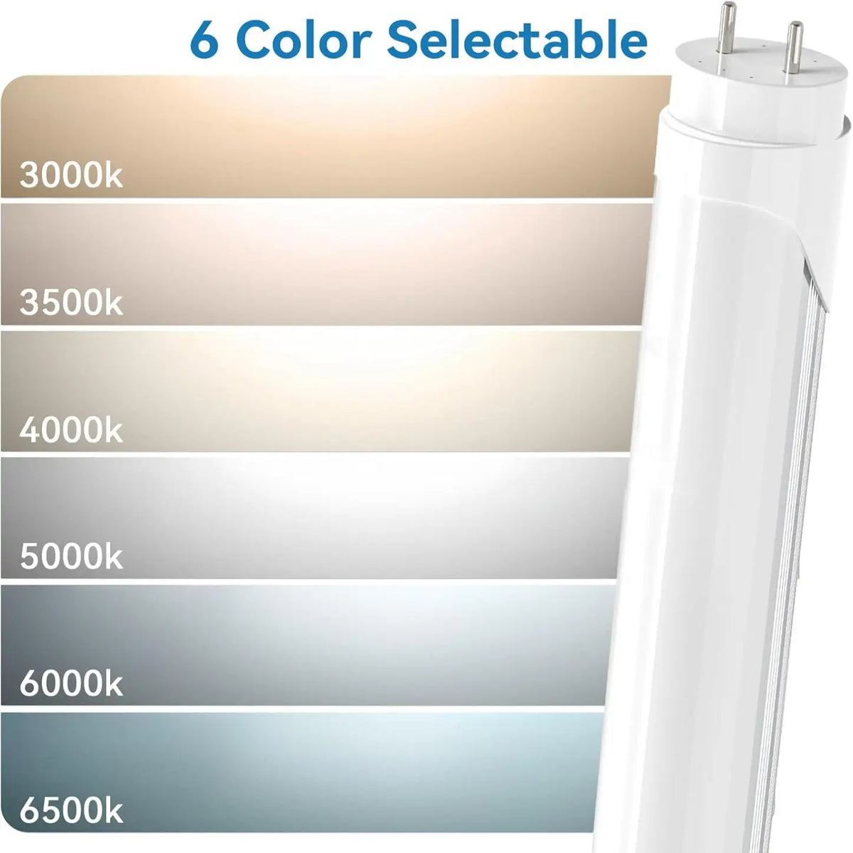JESLED Dual Row T8 LED Tube Light 4FT 24W 6CCT Selectable Frosted 3200 ...